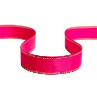 China 100% Polyester Double Face Metallic Gold Edge Grosgrain Ribbon for Flower Arrangement for sale