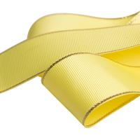 China 100% Polyester Double Face Metallic Gold Edge Grosgrain Ribbon for Flower Arrangement for sale