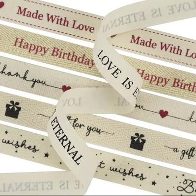 China 3D Logo Cotton Ribbon for Gift Wrapping and DIY Decorative Crafts Occasion Birthday for sale