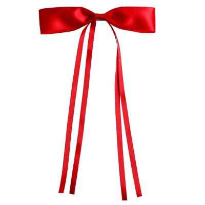 China Beautiful Girls Hair Bows Handmade Yellow Satin Ribbon with Gold Bows Ribbon bow Style for sale