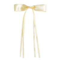 China Beautiful Girls Hair Bows Handmade Yellow Satin Ribbon with Gold Bows Ribbon bow Style for sale