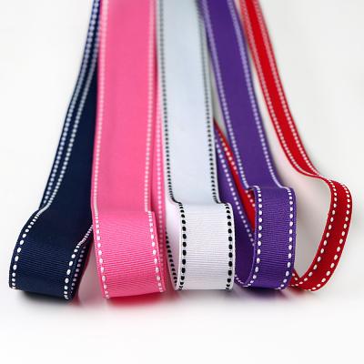 China Printed Wired Double Face Saddle Stitched Grosgrain Ribbon for Gifts in 49 Colors for sale