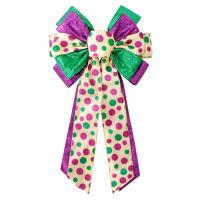China Sample 2024 Double Layer Big Burlap Ribbon Christmas Decorations Bows with Wire Edge for sale