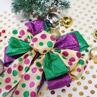 China Sample 2024 Double Layer Big Burlap Ribbon Christmas Decorations Bows with Wire Edge for sale