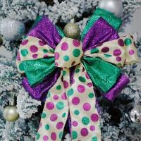 China Sample 2024 Double Layer Big Burlap Ribbon Christmas Decorations Bows with Wire Edge for sale