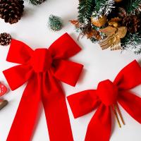 China Christmas Wired Red Velvet Ribbon Bows 22*32cm for Package and Birthday Decoration for sale