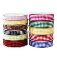 China Jacquard 10mm Plaid Ribbon Wired Burlap Ribbon in Various Colors for and Customizable for sale