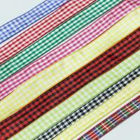 China Jacquard 10mm Plaid Ribbon Wired Burlap Ribbon in Various Colors for and Customizable for sale
