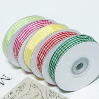 China Jacquard 10mm Plaid Ribbon Wired Burlap Ribbon in Various Colors for and Customizable for sale