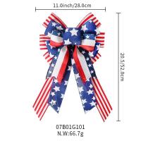 China MSD Flag Pattern Printed Burlap Ribbon Bow Custom Made for American Independence Day for sale