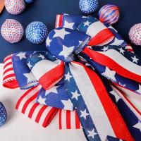 China MSD Flag Pattern Printed Burlap Ribbon Bow Custom Made for American Independence Day for sale