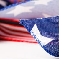 China MSD Flag Pattern Printed Burlap Ribbon Bow Custom Made for American Independence Day for sale