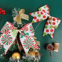 China Polyester/Jute Red Burlap Wire Edge Ribbon Bows for Christmas Tree Decoration in 2024 for sale