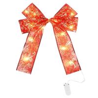 China Customized 2024 Christmas Decoration Big Burlap Ribbon Bows with Wire Edge Printed Bow for sale