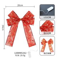 China Customized 2024 Christmas Decoration Big Burlap Ribbon Bows with Wire Edge Printed Bow for sale