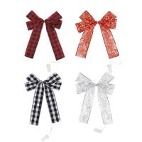 China Customized 2024 Christmas Decoration Big Burlap Ribbon Bows with Wire Edge Printed Bow for sale
