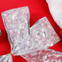 China Customized 2024 Christmas Decoration Big Burlap Ribbon Bows with Wire Edge Printed Bow for sale