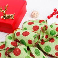 China Holiday Bows 2024 Big Burlap Ribbon Double Layer Bows with Wire Edge Ribbons Printed Bow for sale