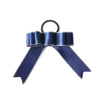 China Gift Decoration Blue Satin Ribbon Bow Pre Tied with Elastic Loop Custom Sample for sale