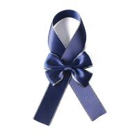 China Gift Decoration Blue Satin Ribbon Bow Pre Tied with Elastic Loop Custom Sample for sale