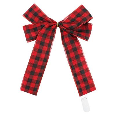 China Cake Decoration Big Burlap Ribbon Bows with Wire Edge Ribbons Printed Bow Customizable for sale