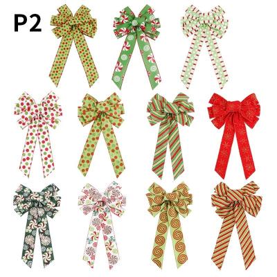 China 2024 Christmas Decoration Bow Customizable Big Burlap Ribbon Bows with Wire Edge for sale