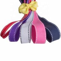 China Pink Polyester Stitch Ribbon for Eco-friendly Saddle Stitched Gift Wrapping in Bulk for sale