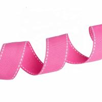 China Pink Polyester Stitch Ribbon for Eco-friendly Saddle Stitched Gift Wrapping in Bulk for sale