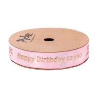 China White MSD 2023 Outlet Pink Printed Letters Grosgrain Ribbon Happy Birthday to You for sale