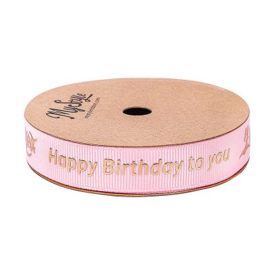 China White MSD 2023 Outlet Pink Printed Letters Grosgrain Ribbon Happy Birthday to You for sale