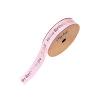 China White MSD 2023 Outlet Pink Printed Letters Grosgrain Ribbon Happy Birthday to You for sale