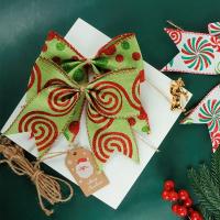 China 2024 Big Burlap Ribbon Bows with Wire Edge Ribbons Printed Elevate Your Christmas Decoration for sale