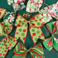 China 2024 Big Burlap Ribbon Bows with Wire Edge Ribbons Printed Elevate Your Christmas Decoration for sale