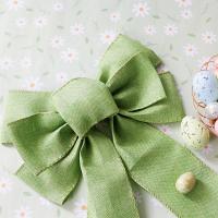 China Easter Decoration Must-Have Handmade Solid Color Burlap Ribbon Bows with Wire Edge for sale