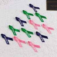 China Breast Cancer Awareness Ribbon Bow Handmade Satin Ribbon with Custom Logo Ink Printing for sale