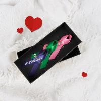 China Breast Cancer Awareness Ribbon Bow Handmade Satin Ribbon with Custom Logo Ink Printing for sale