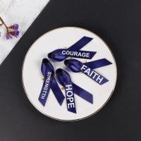 China Breast Cancer Awareness Ribbon Bow Handmade Satin Ribbon with Custom Logo Ink Printing for sale