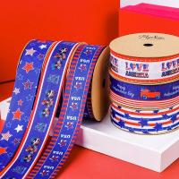 China Customize Independence Day Grosgrain Ribbon 25 mm 3 yards per roll Double Face STARS for sale