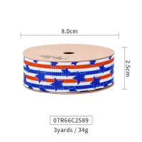 China Customize Independence Day Grosgrain Ribbon 25 mm 3 yards per roll Double Face STARS for sale