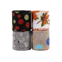 China Make Your Christmas Gifts Stand Out with 6.3cm Printed Burlap Ribbon and Wire Edge for sale