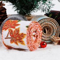China Make Your Christmas Gifts Stand Out with 6.3cm Printed Burlap Ribbon and Wire Edge for sale
