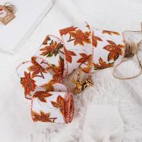 China Make Your Christmas Gifts Stand Out with 6.3cm Printed Burlap Ribbon and Wire Edge for sale