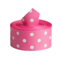 China 38mm Polyester Pink Polka Dot Grosgrain Ribbon within Printed Fabric Type Grosgrain for sale