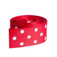 China 38mm Polyester Pink Polka Dot Grosgrain Ribbon within Printed Fabric Type Grosgrain for sale