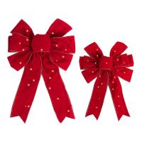 China Handmade Hot Red Velvet LED Light Ribbon Bows for Christmas Box Decoration Velvet Bows for sale