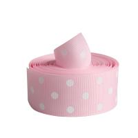 China 38mm Polyester Pink Polka Dot Grosgrain Ribbon within Printed Fabric Type Grosgrain for sale