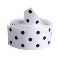 China 38mm Polyester Pink Polka Dot Grosgrain Ribbon within Printed Fabric Type Grosgrain for sale