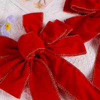 China Handmade Hot Red Velvet LED Light Ribbon Bows for Christmas Box Decoration Velvet Bows for sale