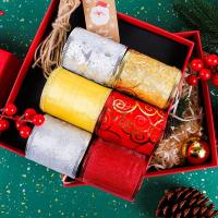 China Christmas Pattern Burlap Ribbon Colored LED Lamp with Wire Edge 6.3cm MSD Decorations for sale