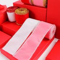 China 63mm Valentine's Day Decoration Custom White Velvet Wire Edge Christmas Ribbon Sustainable Style for sale